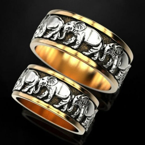 Jewelry | March Of The Elephants Two Tone Retro Animal Ring | Poshmark